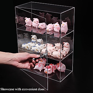 DuvinDD Acrylic Display Case with Lock, Countertop Locking Display Cabinet with Shelves and Door, Clear Acrylic Storage Cabinet Collectibles Showcase, Safe Organizer for Home Office 11.8x5.9x15.7inch