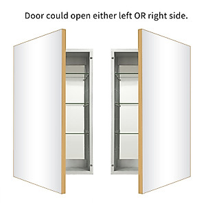 FOMAYKO Bathroom Medicine Cabinet with Farmhouse Black Aluminium Alloy Framed 26(H) x 16(W) Inches Bathroom Cabinet Recess or Surface Mount Mirror Cabinet for Bathroom Toilet Kitchen