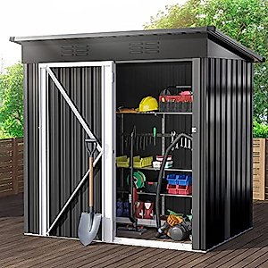 DWVO Outdoor Storage Shed 5x3FT, Heavy Duty Metal Tool Sheds Storage House with Single Lockable Door & Air Vent for Garden, Patio, Lawn to Store Bikes, Trash Bins, Tools, Lawnmowers