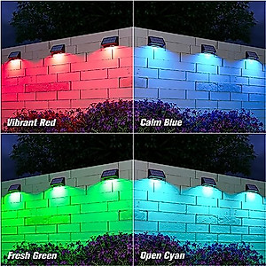 VOLISUN Solar Fence Lights 12 Pack, Warm White & RGB, LED Fence Lights Solar Powered, Fence Solar Light Outdoor Waterproof IP65, Solar Deck Light Decor for Backyard Fence Post Patio Wall Garden