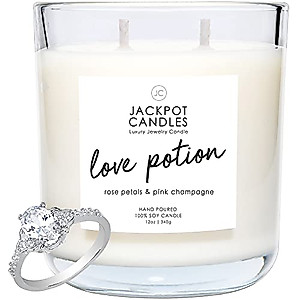 Jackpot Candles Love Potion Candle with Ring Inside (Surprise Jewelry Valued at 15 to 5,000 Dollars) Ring Size 5