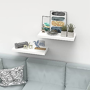 INHABIT UNION White Floating Shelves for Wall-24in Wall Mounted Display Ledge Shelves Perfect for Bathroom,Bedroom,Living Room and Kitchen Decor Storage