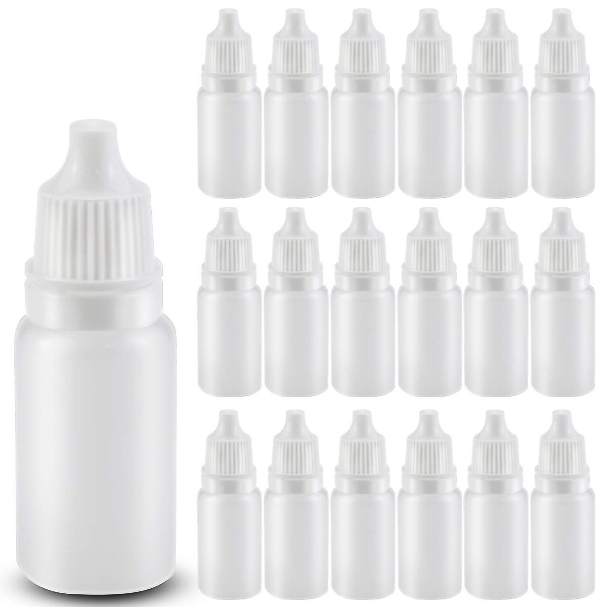 Twdrer 80PCS 10ml Empty Plastic Squeezable Eye Liquid Dropper Bottles with Caps,Refillable Ldpe Plugs Essential Oil Bottle Container