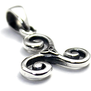 COSUMOSU 925 sterling silver Celtic Triquetra Trinity Knot Protection Pendant (Round Snake) (Triskelion)