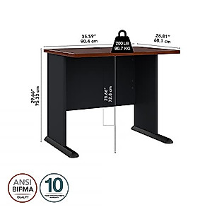 Bush Business Furniture Series A 36W Desk in Hansen Cherry and Galaxy,Black and Brown