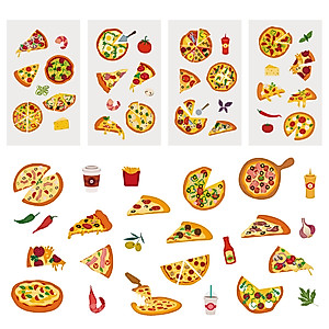 24 Sheets Pizza Temporary Tattoos, Birthday Decorations Pizza Party Favors