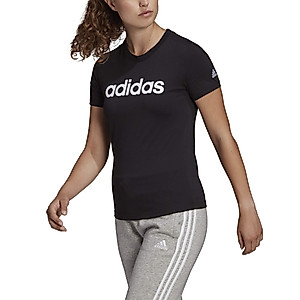 adidas womens Linear T-Shirt Black/White Small