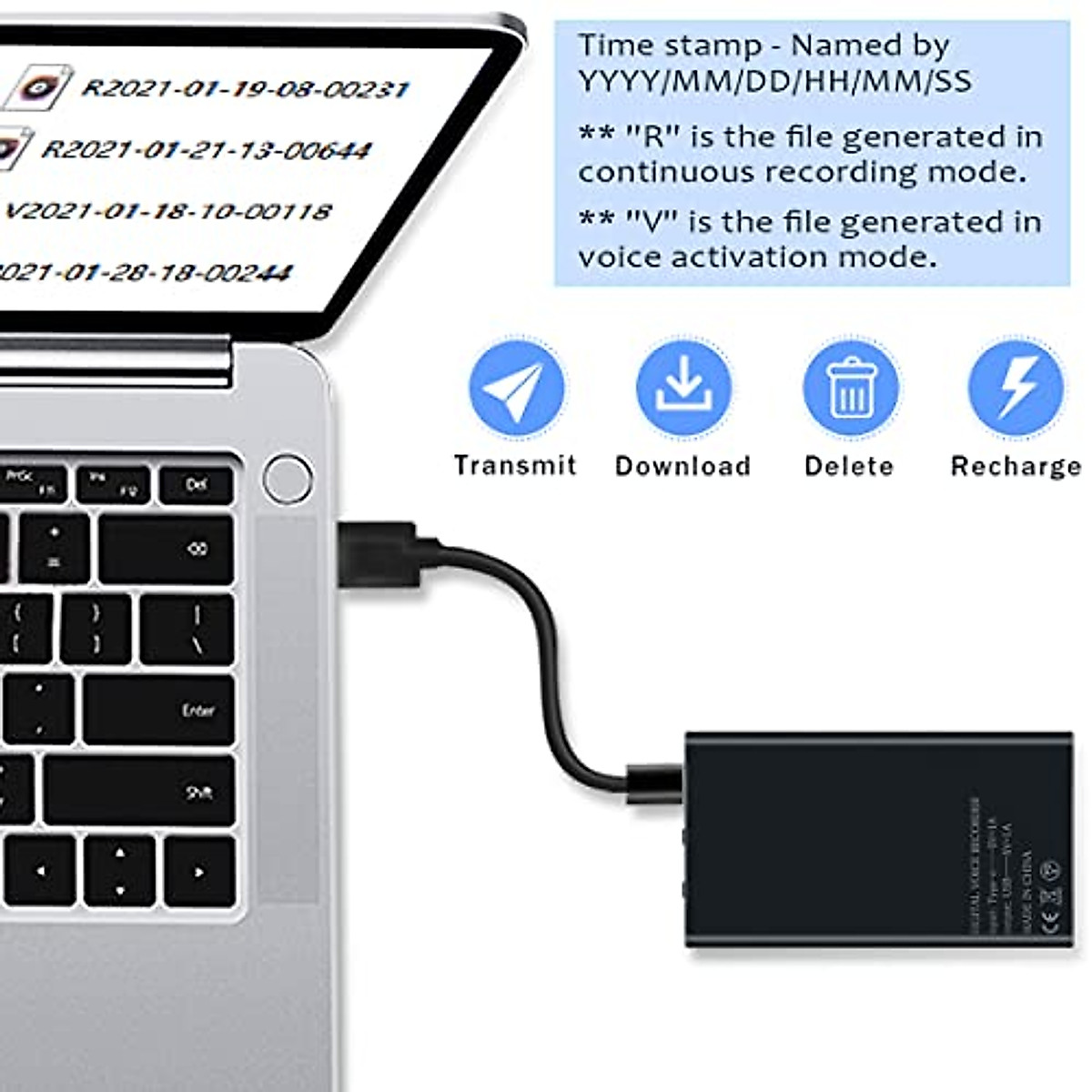 Voice Recorder - 288 Hours Long Continuously Record, 2500mAh Battery Long Standby - Strong Magnetic-32GB Portable Sound Recorder Device for Interview, Meeting, Lecture and Class