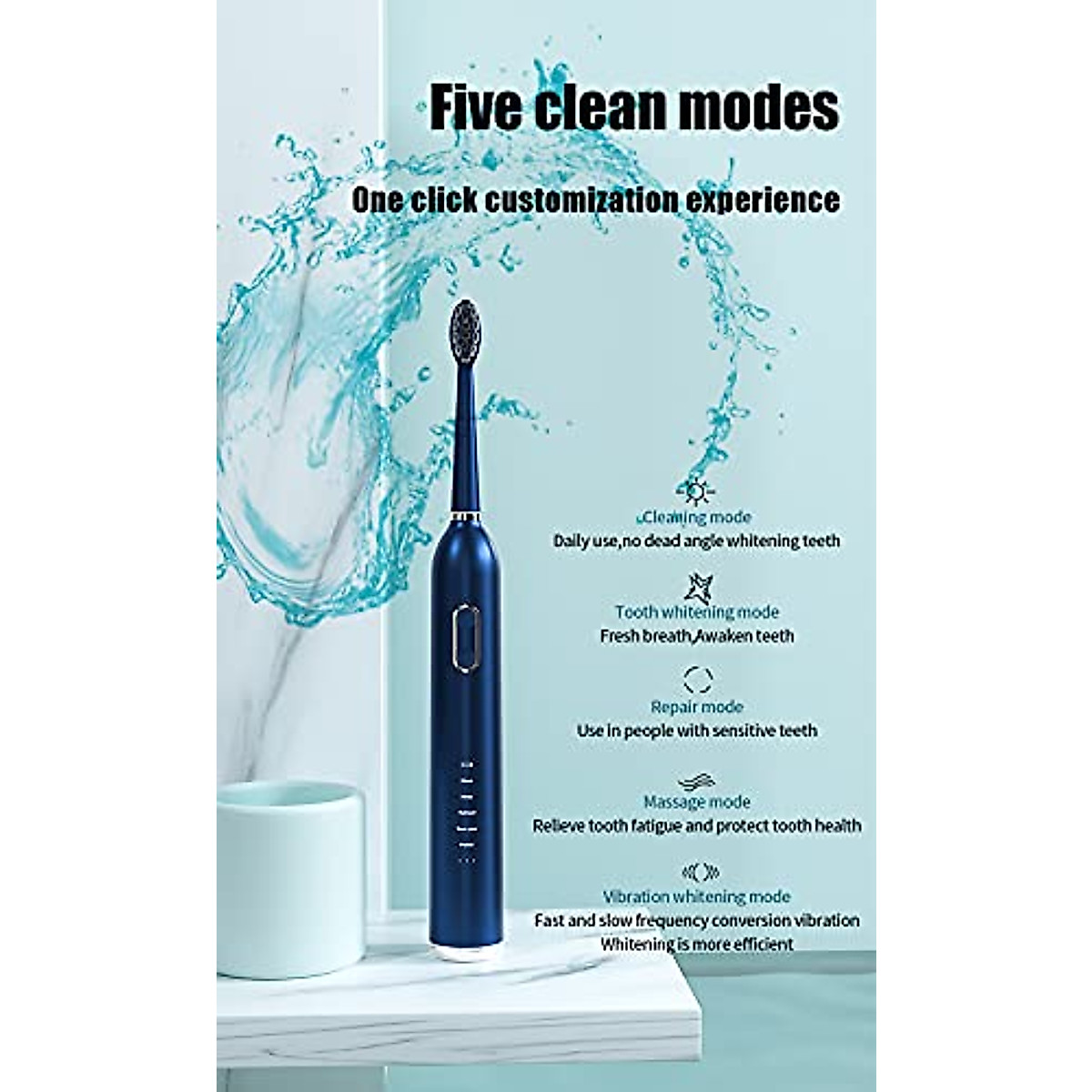 Dorlnk Electric Toothbrush 5 Modes 3 Brush Heads Convenient Rechargeable USB Fast Charge Toothbrushes ,1200mAh Battery Last for 60 Days Smart Electric Toothbrushes for Adults and Kids