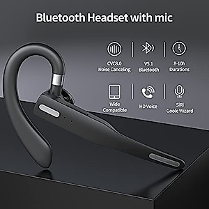 Bluetooth Earpiece for Cell Phone Noise Canceling Headphone with Microphone Wireless Headset Bluetooth Earpiece 5.1 Hands Free Headset CVC8 Compatible with iPhone Android for Business Office Driving