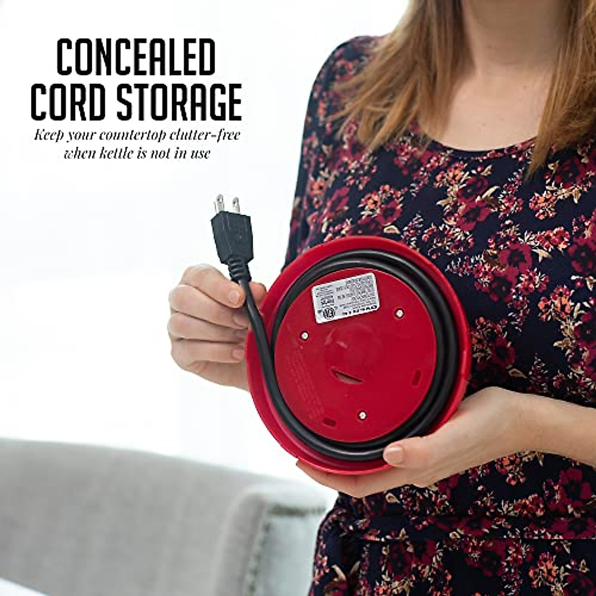 OVENTE Portable Electric Kettle Stainless Steel Instant Hot Water Boiler Heater 1.7 Liter 1100W Double Wall Insulated Fast Boiling with Automatic Shut Off for Coffee Tea & Cold Drinks, Red KD64R