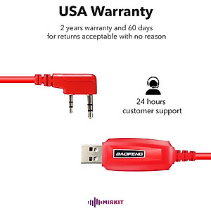 BAOFENG Programming Cable UV-5R/5RA/5R Plus/5RE, UV3R Plus, BF-888S, 5R EX, 5RX3, GA 2S (Cable Lenghth-59 inch, Mirkit Red, This one Works!)