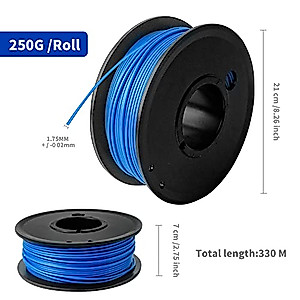 4 Pack PLA 3D Printer Filament, 4 Color PLA 3D Printer Filament 1.75mm in Total 1kg, Dimensional Accuracy +/- 0.02 Mm for 3D Printing(White, Red, Black, Blue)