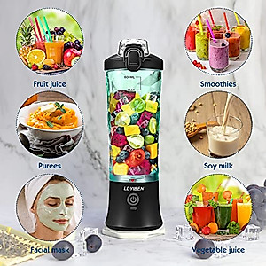 Portable Blender, Personal Size Blender for Shakes and Smoothies with 6 Blades Mini Blender 20 Oz for Kitchen,Home,Travel (black)