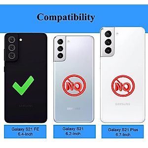 Dahkoiz for Samsung Galaxy S21 FE 5G Case, and Glass Screen Protector, Dust Proof Port Cover, Full Body Protection Durable Rubber Cover Phone Case, Teal