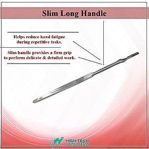 Scalpel Handle #7 Stainless Steel Knife, Blade Holder with Slim Long Handle Fits Blades No 10-16 for Precise Cutting, Student Educational-Use Biology Labs, DIY Crafts, Model Making, Repairs + More