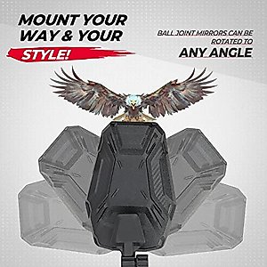 UTV Side Mirrors, KEMIMOTO UTV Rearview Mirrors Compatible with Pro-Fit Polaris Ranger General Can-Am Defender Maverick Trail,3-axis Rotation Breakaway Rear View Mirror