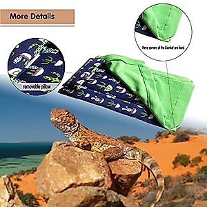 Bearded Dragon Bed Reptile Sleeping Bag with Pillow and Blanket Small Pet Warm Hide Habitat for Hamsters Lizards Bearded Dragon (Blue)