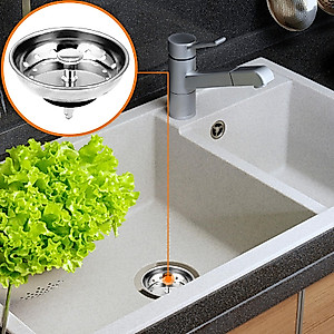 Buumook 3 Pack - Kitchen Sink Drain Strainer and Stopper Set for Most Sinks, Clog-Free Basket with Stainless Steel Body, Rubber