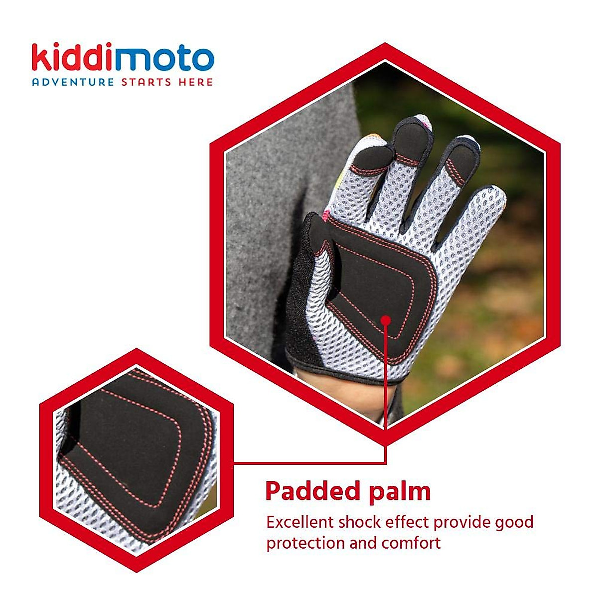 Kiddimoto Kids Cycling Gloves| Anti-Slip Kids Bike Gloves for Boys and Girls| Full Finger Kids Mountain Bike Gloves for BMX, MTB Riding, Gymnastics, Scooters, Skateboard, Rollerblade.