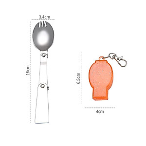 luzen 3Pcs Stainless Steel Spork 2 in 1 Folding Portable Travel Spoon Fork Flatware Cutlery with Carrying Case and Keychain for Travel Camping Hiking and Other Outdoor Activities