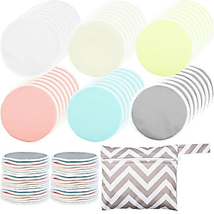 Beieverluck 48 Pack Reusable Nursing Breast Pads with Wash Bag Breastfeeding Nipple Pads for Maternity Washable Breast Pads for Breastfeeding