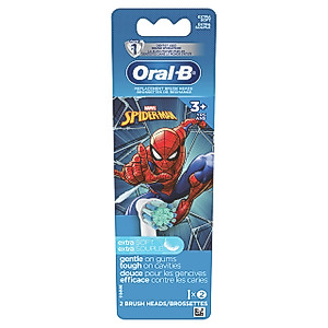 Oral-B Kids Extra Soft Replacement Brush Heads Featuring Marvel's Spiderman, 2 Count