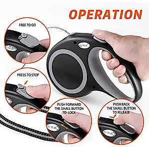 EC.TEAK Retractable Dog Leash, 30 FT Dog Walking Leash for Medium Large Dogs up to 77 lbs, Heavy Duty No Tangle, Large