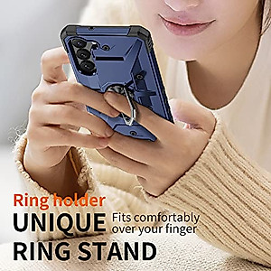 Vecomelo for Samsung Galaxy S23 Case with HD Screen Protector, [Military Grade] 16ft. Drop Tested Cover with Magnetic Kickstand Car Mount Protective Case for Samsung S23 5G, Blue