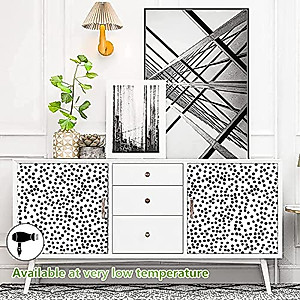 Jeweluck Black and White Wallpaper Peel and Stick Wallpaper Dot Contact Paper 17.7inch×118.1inch Modern Black Contact Paper Peel and Stick Polka Dot Wallpaper Removable Wallpaper for Bathroom Vinyl
