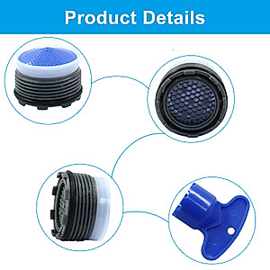 Moicstiy Faucet Aerator M18.5, 6 Pcs with 2 Wrenches, ABS Plastic, Polished Finish