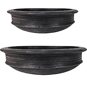 clay handi/kadhai/ meen chatti (black 1,2,liter, cooking & serving, pre-seasoned Gas Stove and Microwave ) Pot 1,2 L Handi 1 L, 2 L  (Earthenware) | clay handi earthenware cooking kadhai