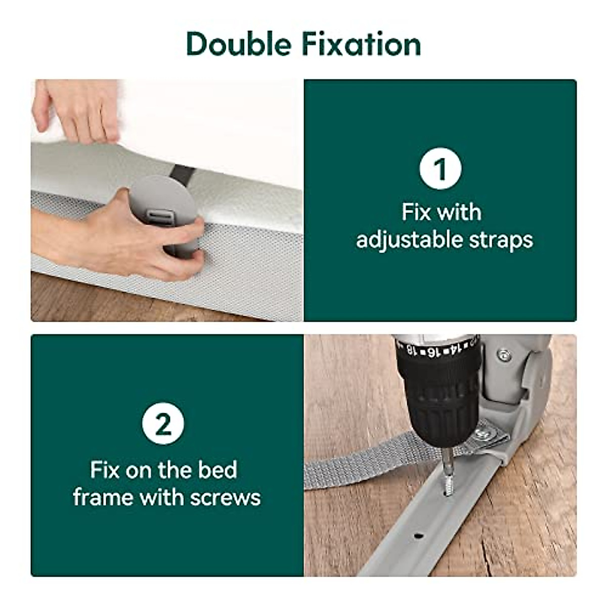 Babelio Toddler Bed Rails, Guardian 39"-51" Extendable Guard for Toddlers, Kids & Elderly Adults, 22.5" Tall Baby Side Rails Crib Twin /Queen /Full /King Size, CPSIA Certified (Gray)