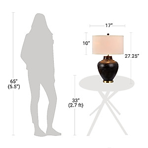 Catalina 19954-000 Modern Hammered Metal Table Lamp with Antique Brass Accents, 27.25, Oil Rubbed Bronze