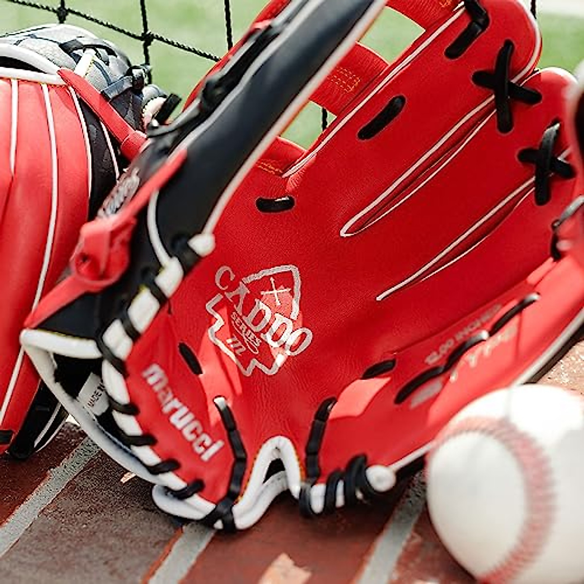 MARUCCI Caddo Series V2 Baseball Glove, 11.00" Single Post, Right Hand Throw, RED/Black