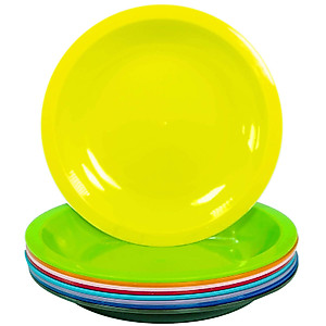 Youngever 7.5 Inch Plastic Plates, Small Kid Size, Kids Plates, Toddler Plates, Snack Plates, Microwave Safe, Dishwasher Safe, Set of 9 (Rainbow Colors)