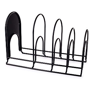 Heavy Duty Pan Organizer, Extra Large 5 Tier Rack - Holds Cast Iron Skillets, Dutch Oven, Griddles - Durable Steel Construction - Space Saving Kitchen Storage - No Assembly Required - Black 15.4-inch