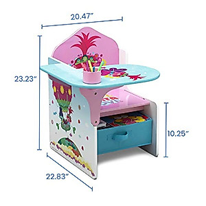 Delta Children Chair Desk with Storage Bin + Design and Store 6 Bin Toy Storage Organizer, Trolls World Tour (Bundle)