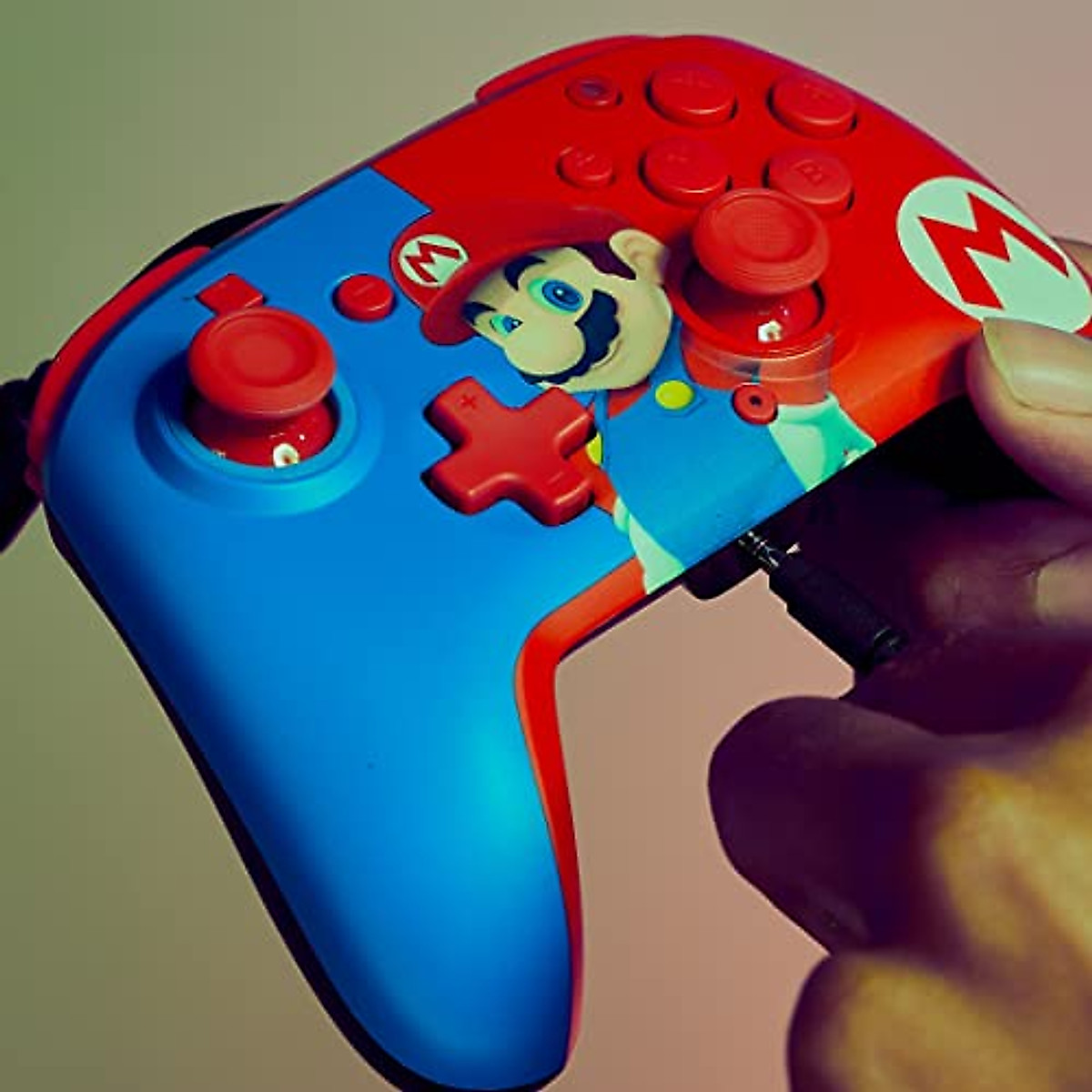 PDP REMATCH Enhanced Wired Power Nintendo Switch Pro Controller, Officially Licensed Switch Lite/OLED Compatible Gamepad, Customizable Programmable Buttons, Super Mario Power Pose (Red & Blue)