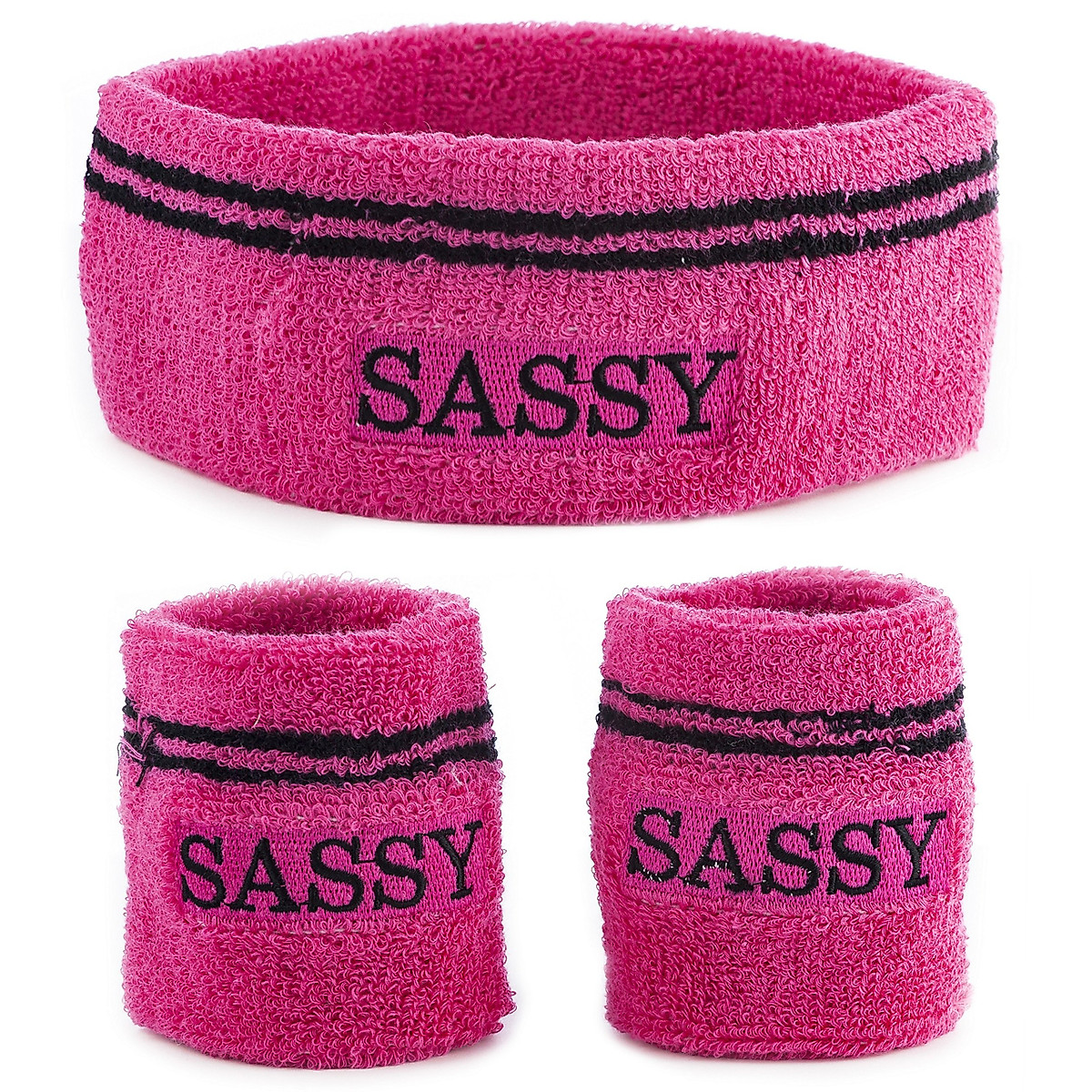 Funny Guy Mugs Sassy Unisex Sweatband Set (3-Pack: 1 Headband & 2 Wristbands)
