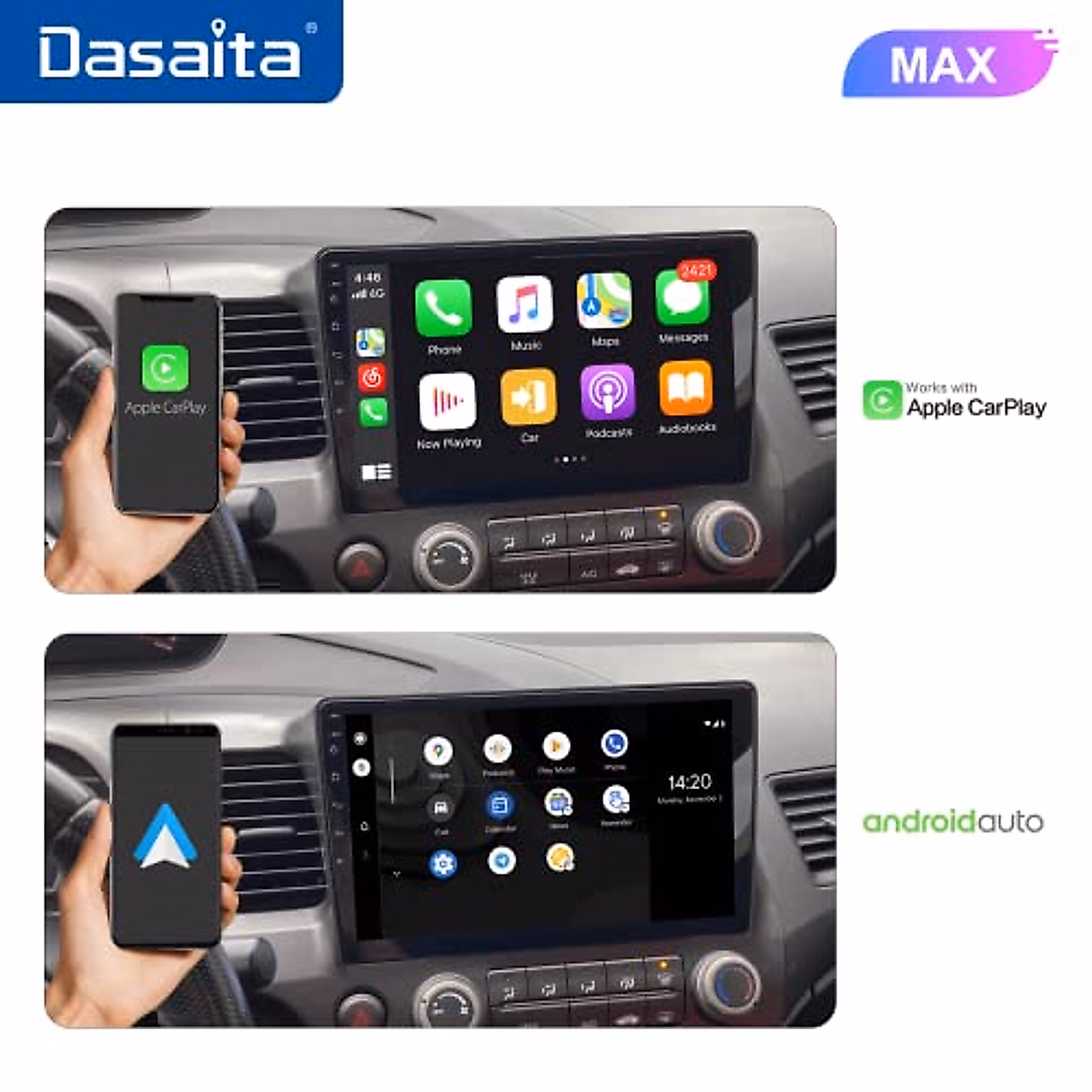 Dasaita Android 11 for Honda Civic 2006 2007 2008 2009 2010 2011 Wireless Carplay Android Auto Stereo Car Radio Touch Screen GPS Head Unit DSP 4G RAM 64G ROM