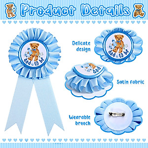 Bear Theme Blue Mom to Be Sash Baby Shower Dad to Be Pin and Flower Crown Headband for Gender Reveals Party Baby Shower Party Favors Decorations for Boys and Girls Pregnancy Props Keepsake Gifts