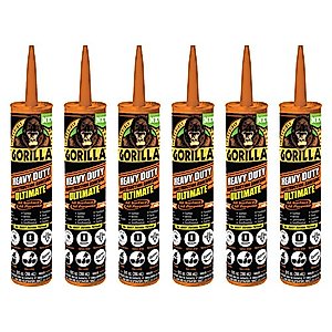 Gorilla Heavy Duty Ultimate Construction Adhesive, 9 Ounce Cartridge, White, (Pack of 6)