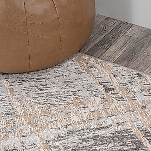 JONATHAN Y SOR201C-3 Slant Modern Abstract Indoor Area Rug, Transitional, Contemporary, Solid & Striped, Bedroom, Kitchen, Living Room, Easy-Cleaning, Non-Shedding, 3 X 5, Beige/Gray