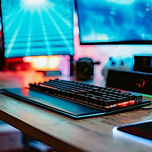 Tilted Nation RGB Keyboard, Gaming Mechanical Keyboard with Volume Control Knob and Magnetic Removable Wrist Rest - Perfect Gamer Keyboard with Quick Response Red Switches