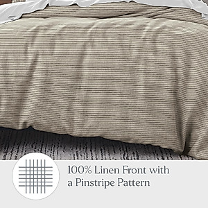 Ella Jayne Luxury 100% French Linen Duvet Cover (3pcs), Coastal Summer Linen Duvet Cover, Linen Bedding Queen, Linen Comforter King, Premium Linen Duvet Cover King (Pin Stripe - Black, Full/Queen)