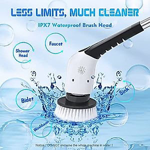Electric Spin Scrubber, Yirilan 2023 New Cordless Shower Scrubber with 8 Replaceable Brush Heads and Adjustable Extension Handle, Power Cleaning Brush for Bathroom, Kitchen, Car, Tile, Wall, Floor