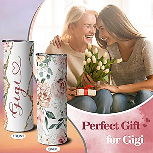 owbgsdh 20 oz Gigi Skinny Tumblers with Lid and Straw, Gigi Stainless Steel Vacuum Insulated Travel Coffee Mug Cup Water Bottle, Gigi Birthday Gifts for Grandmother