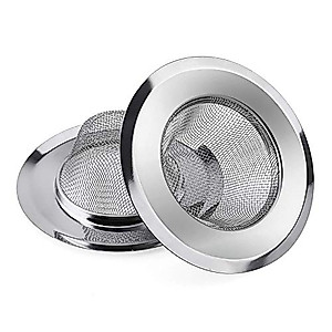 2 Pack - 2.13" Top / 1" Basket- Sink Strainer Bathroom Sink, Utility, Slop, Laundry, RV and Lavatory Sink Drain Strainer Hair Catcher. 1/16" Holes. Stainless Steel