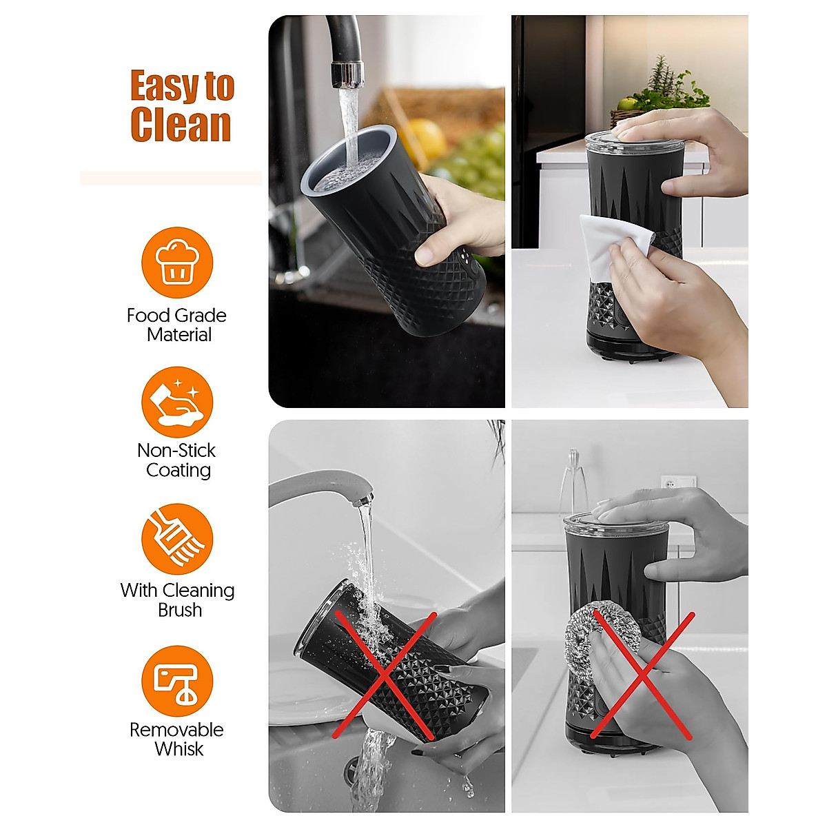 PUTECCH Milk Frother, 4-in-1 Milk Frother and Steamer, Electric Milk Frothers for Coffee, Auto Shut-Off Hot & Cold Foam Maker and Milk Warmer with Temperature Control for Latte, Cappuccino, Macchiato